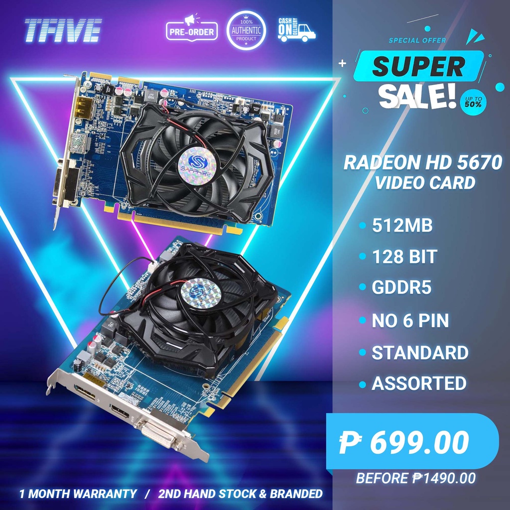 RADEON HD 5670 512MB 128BIT DDR5 ASSORTED GPU GRAPHIC CARD | Shopee ...