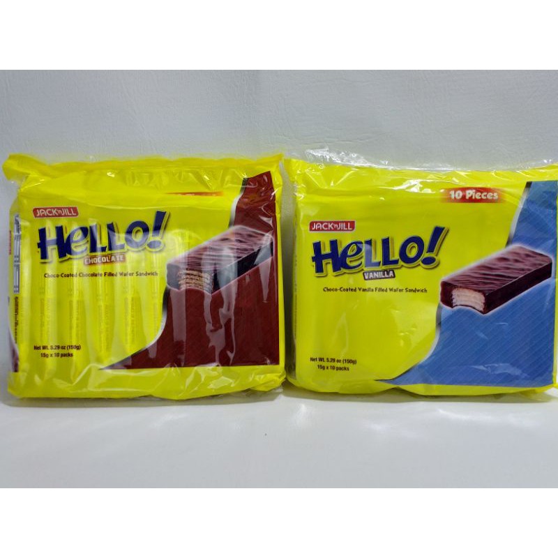 Hello Wafer Sandwich Chocolate & Vanilla Flavor 10 Pieces | Shopee ...
