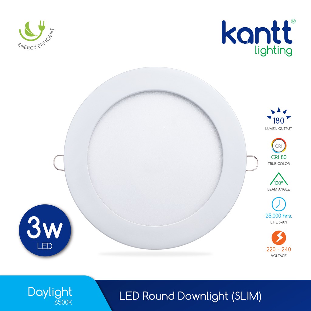 Kantt Lighting Daylight LED Slim Round Downlight- 3W / 6W / 9W / 12W ...