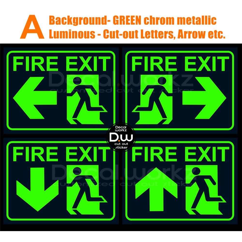 Glow in the Dark Fire Exit Sign 9"x12" Luminous sign black Cut Out ...