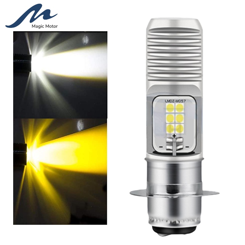 Motorcycle LED headlight bulb T19 P15D H6 white/golden yellow mio125 ...