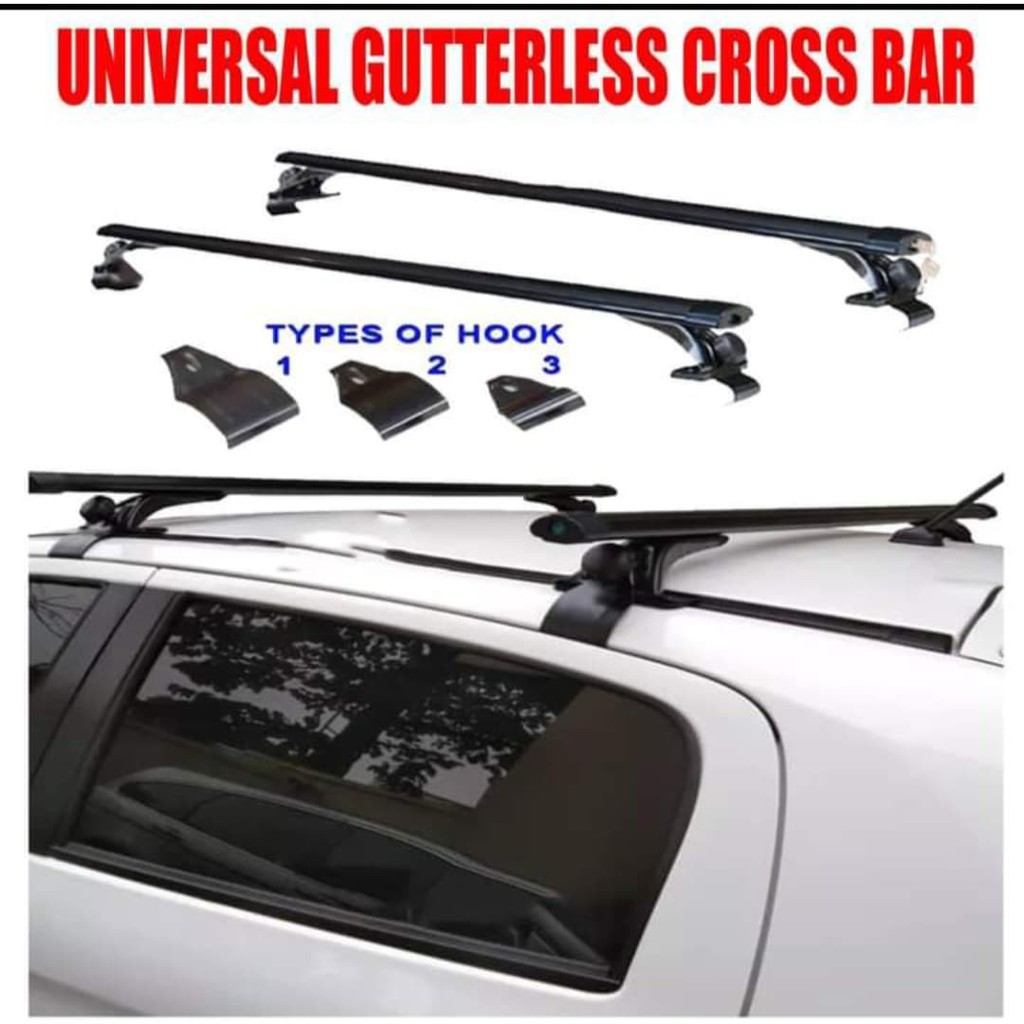 CROSSBAR GUTTERLESS HEAVY DUTY ALUMINUM(with 3 types of hook and key ...