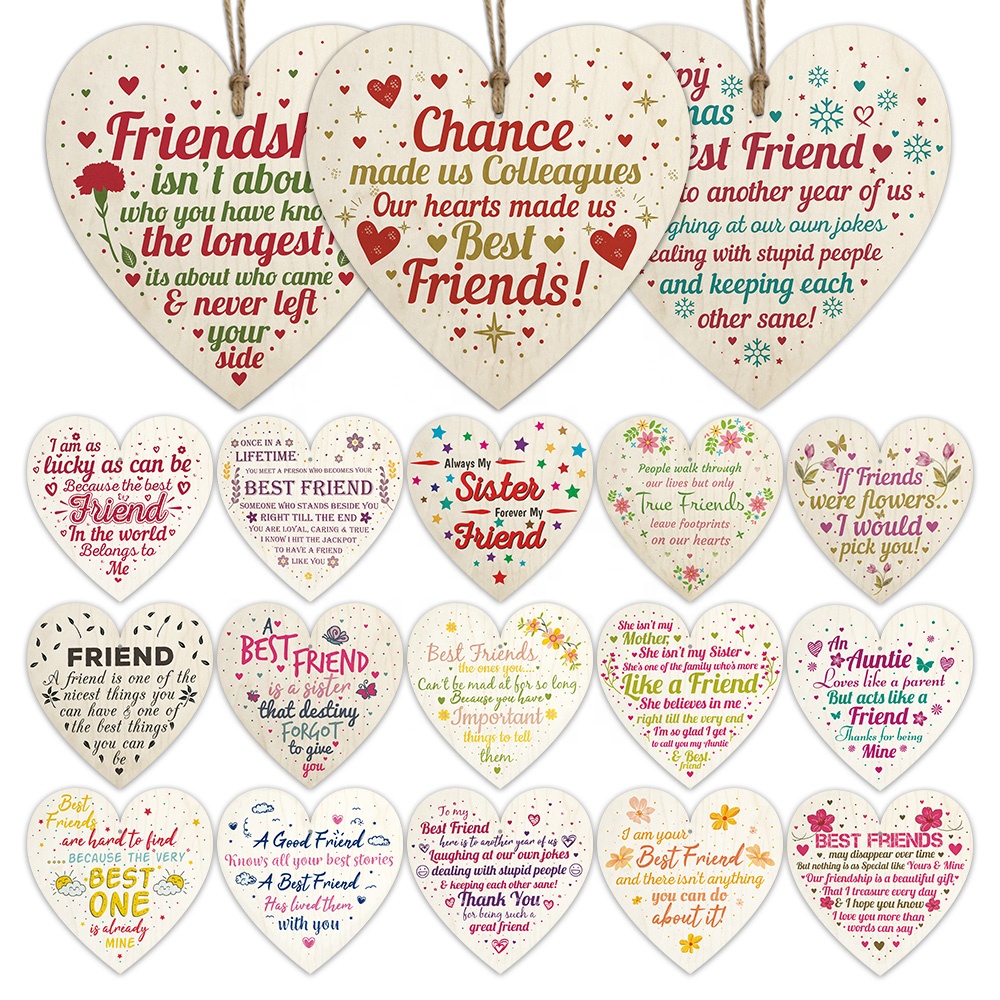 Wooden Rustic Hanging Wall Decor Boards (Hearts Shaped / Friendship ...