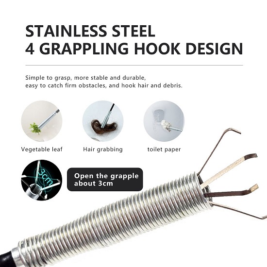 Sink Clog Remover Hair Strands Cleaner Declogger Flexible Spring Head ...