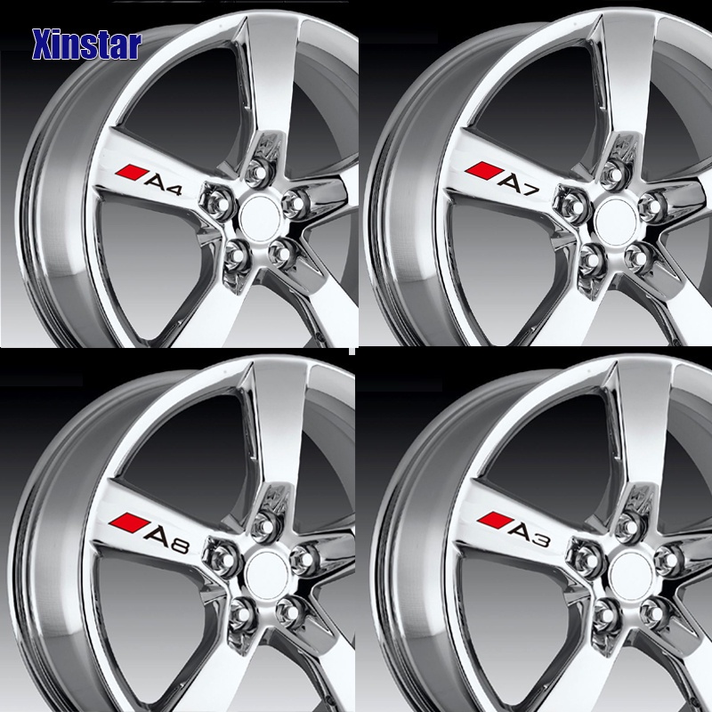 4pcs Car Rim Sticker For Audi Sline A4 A5 A6 A7 A8 TT Q3 Q5 Q7 Q8 ...