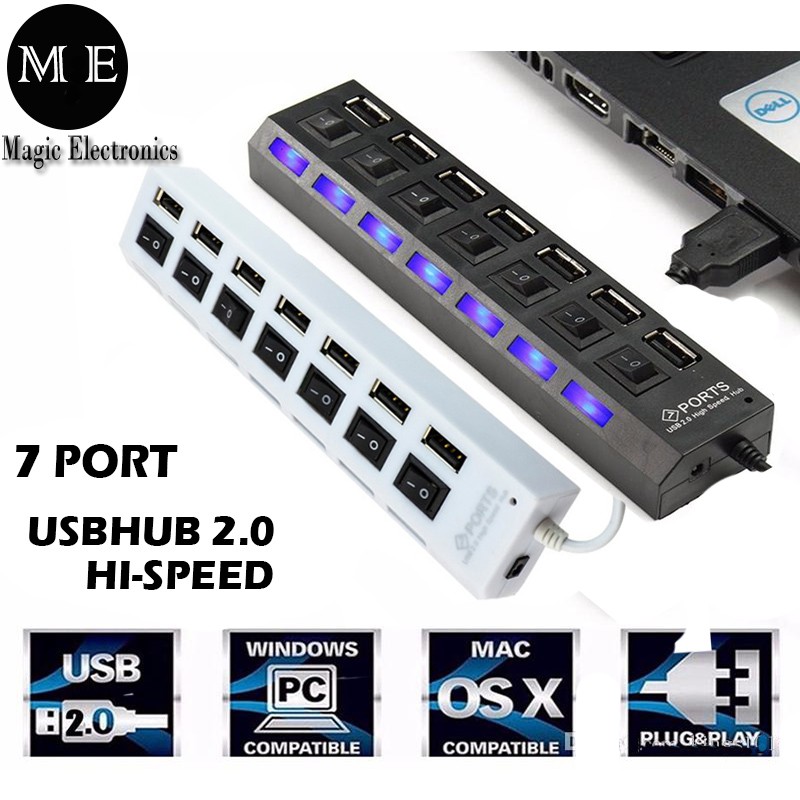 ME 7 PORT USBHUB HI-SPEED 2.0 HUB SUPPORT 500GB any gadgets | Shopee ...
