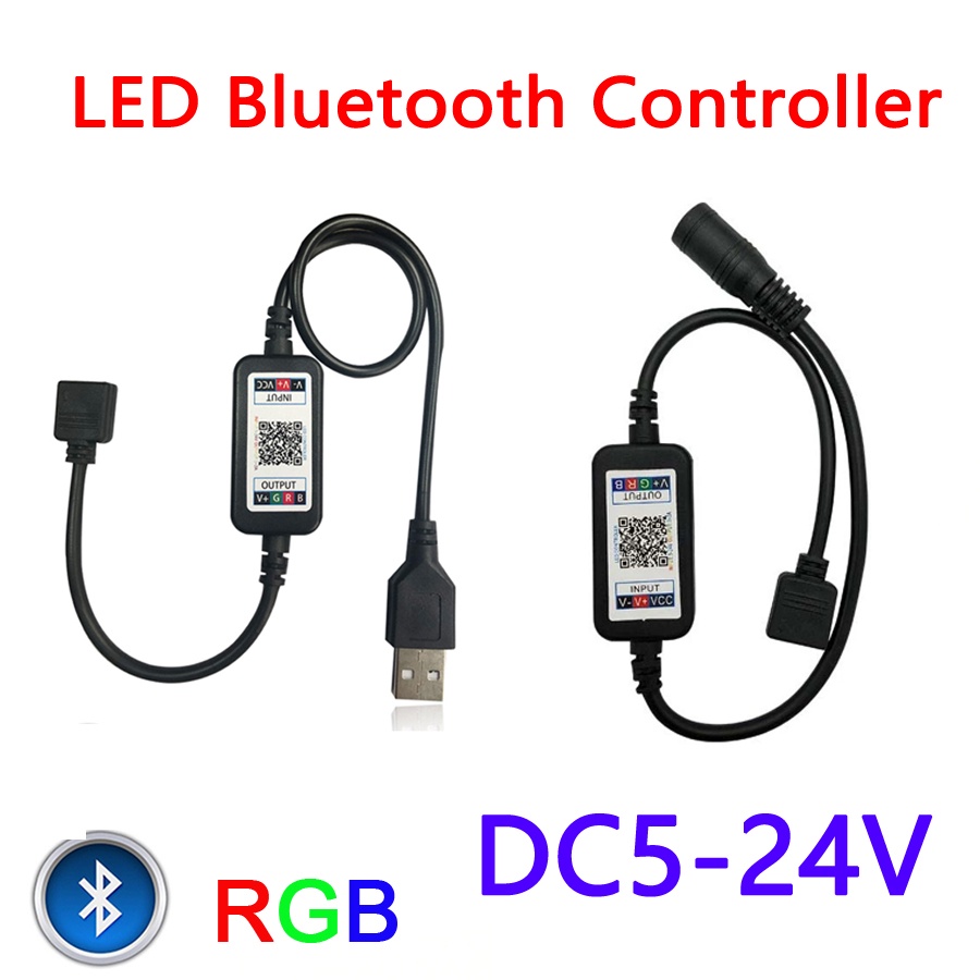 DC 5V-24V LED USB RGB Controller 12V 4Pin Wireless Music Bluetooth ...