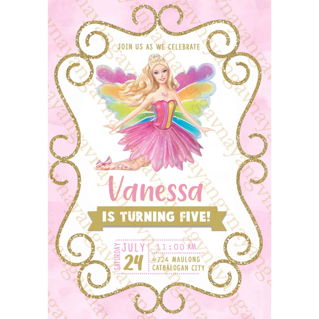 Barbie Birthday Invitation Card