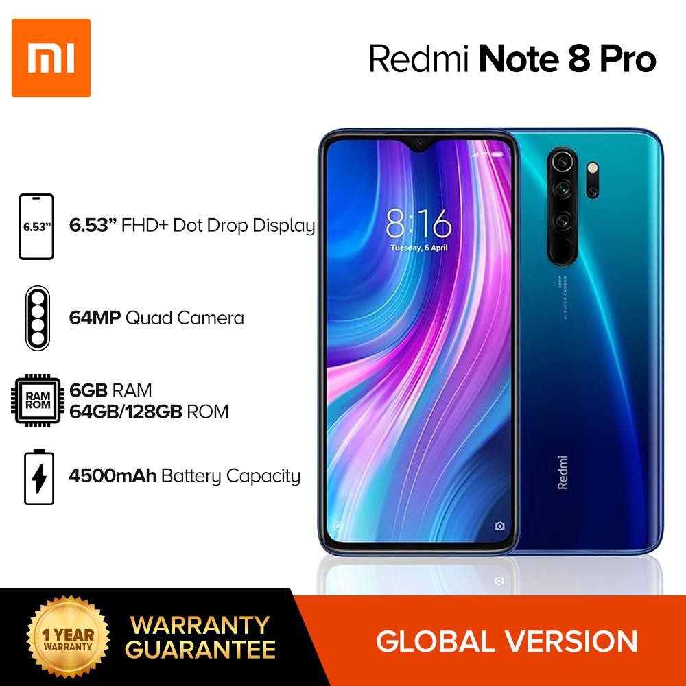 Xiaomi Redmi Note 8 Pro 6GB RAM 64GB+128GB ROM Helio G90T 4000 mAh 64MP ...