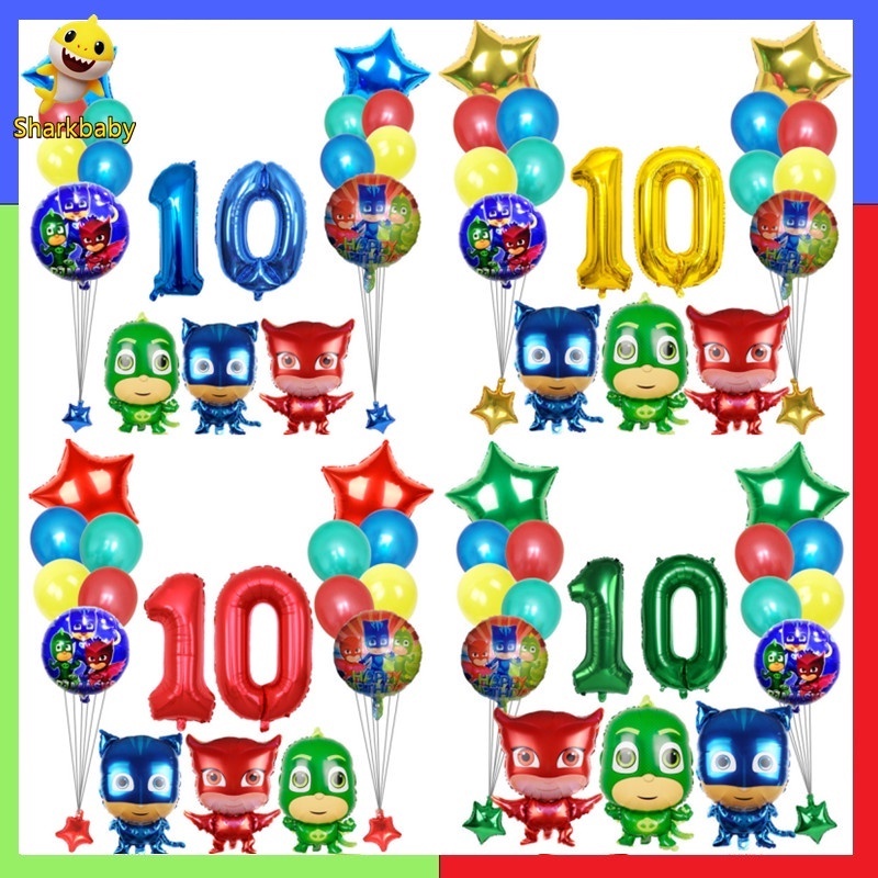 18pcs/set PJ Mask Balloons Owlette Catboy Gecko Birthday Party Blue ...