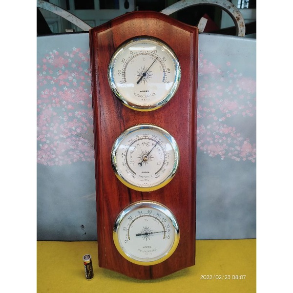 Vintage Wall Mounted Weather Station Empex Japan Thermometer Barometer ...