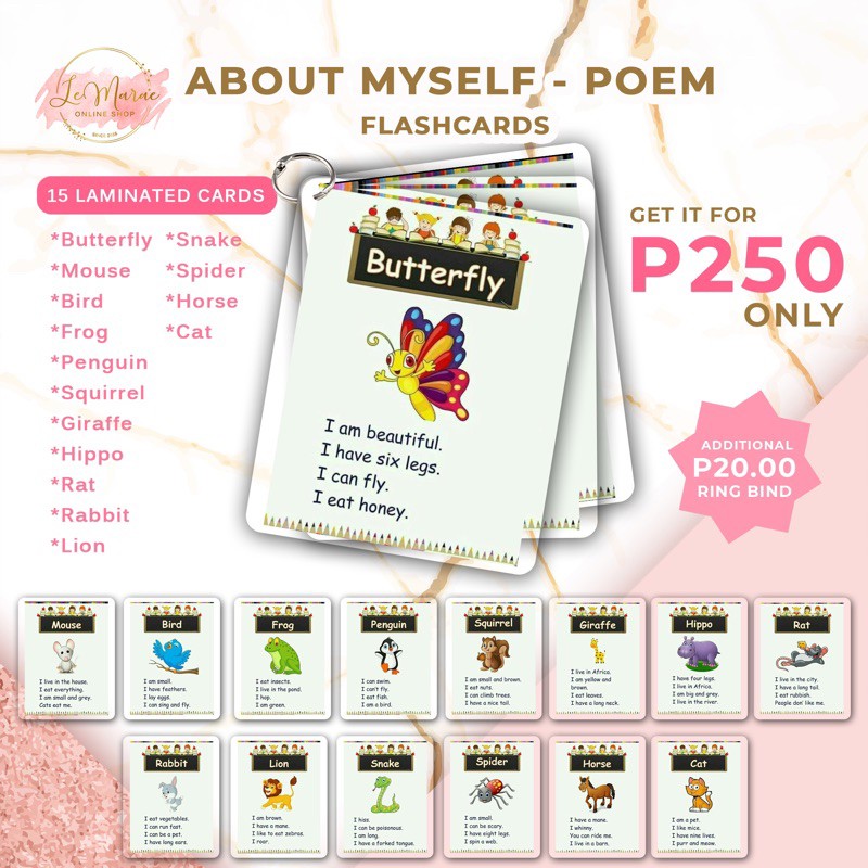 Le Marae Shop - Laminated Flashcards ABOUT MYSELF POEM | Shopee Philippines