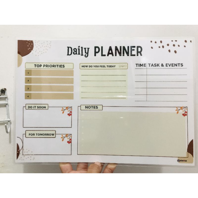 Laminated Daily Planner with whiteboard marker Reusable Ereasable with ...