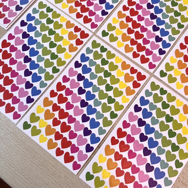1 sheet Rainbow Heart Stickers (84pcs) | Heart Shape Label Stickers ...
