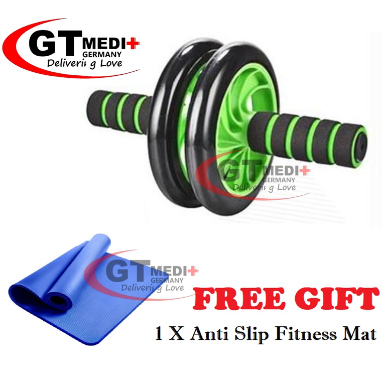 Double Wheels Abdominal Wheels ABS wheel Fitness Gym Yoga Mat Strong ...