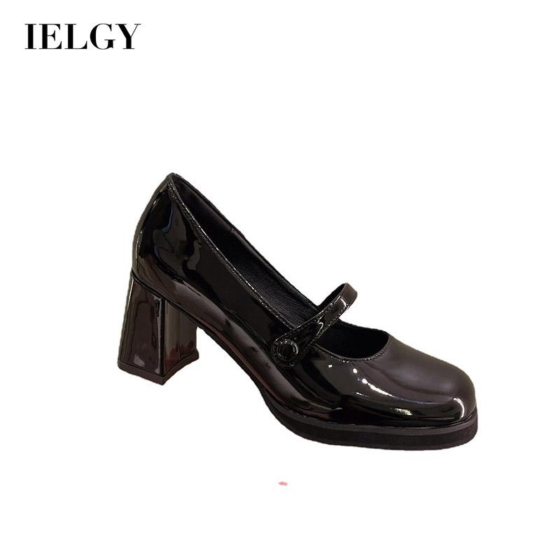 IELGY women's retro chunky heels shallow mouth square toe high heel ...
