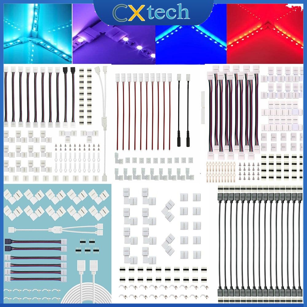 5050 4-Pin RGB LED Strip Light Connector Kit with T/L-Shaped Strip ...