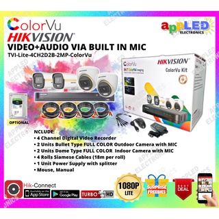 HIKVISION TVI-Lite-4CH2D2B-2MP-ColorVu CCTV Package 2MP (Lite) 4 24/7 ...