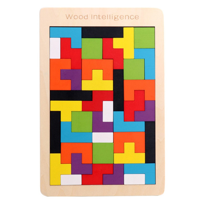Wood Intelligence Wooden Tetris Blocks Puzzle Toy Jigsaw Intelligence ...