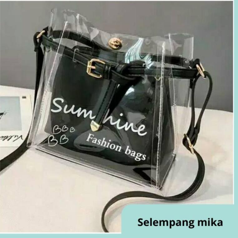 Mika Bag Sling Bag Ladies Slingbag Mica Transparent Bag (KDE.16Ap22a ...
