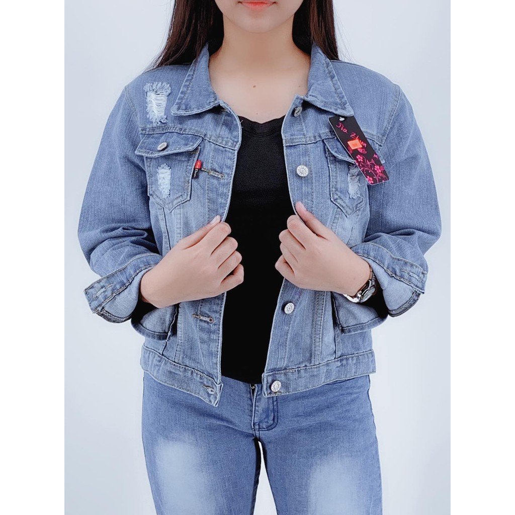 YourFans Denim tattered jacket for girl maong jacket (NO stretchable ...