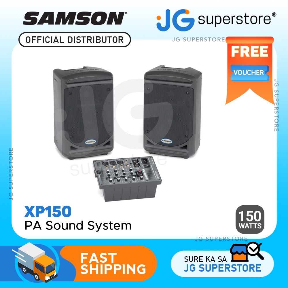 Samson Expedition XP150 Portable PA Sound System 2x75" 150W Speakers ...