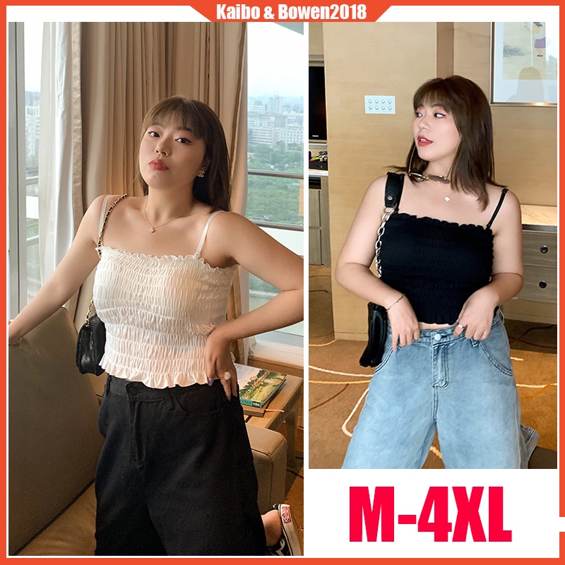 M-4XL Plus Size Women Cropped Top Folded Texture Full Coverage Summer ...