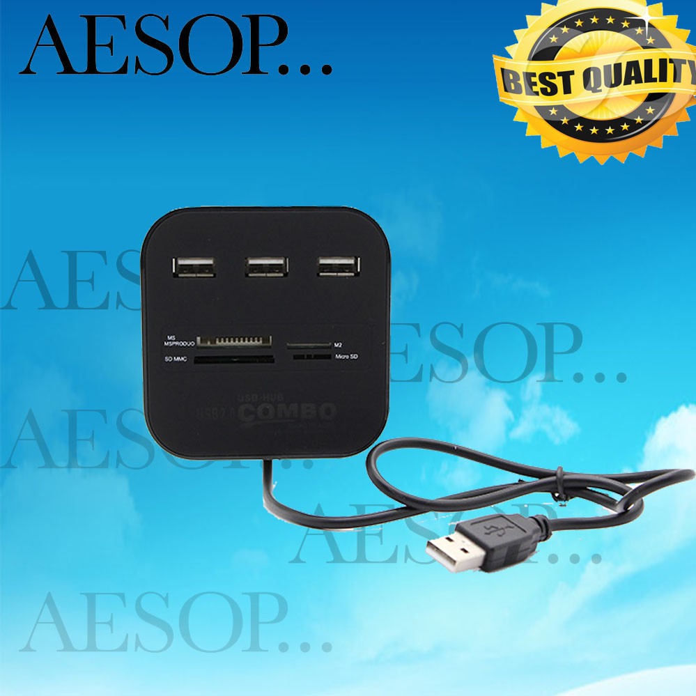 USB 2.0 hub Combo All In One Multi Card Reader With 3 Ports For MMC ...