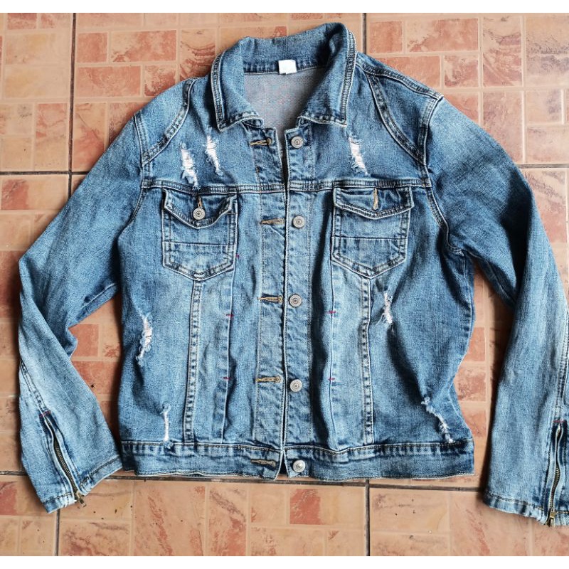 tattered denim jacket #2 | Shopee Philippines