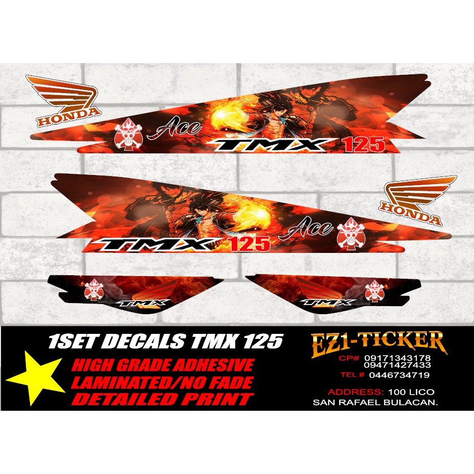 TMX 125 ACE ONE PIECE DECALS Sticker with 3years warranty *fade proof ...