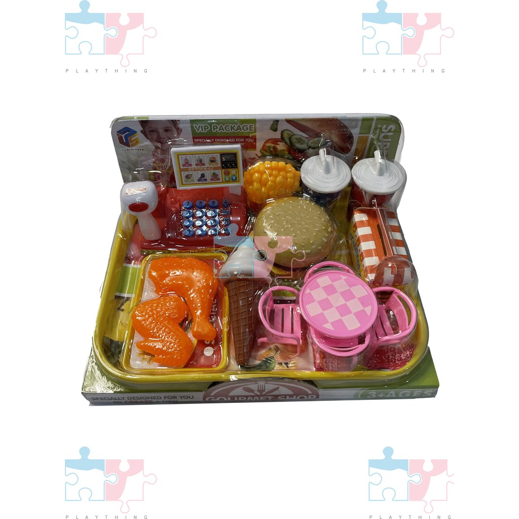MINI BURGER SHOP CASH REGISTER RESTAURANT TOY ICE CREAM WINGS HAMBURGER ...