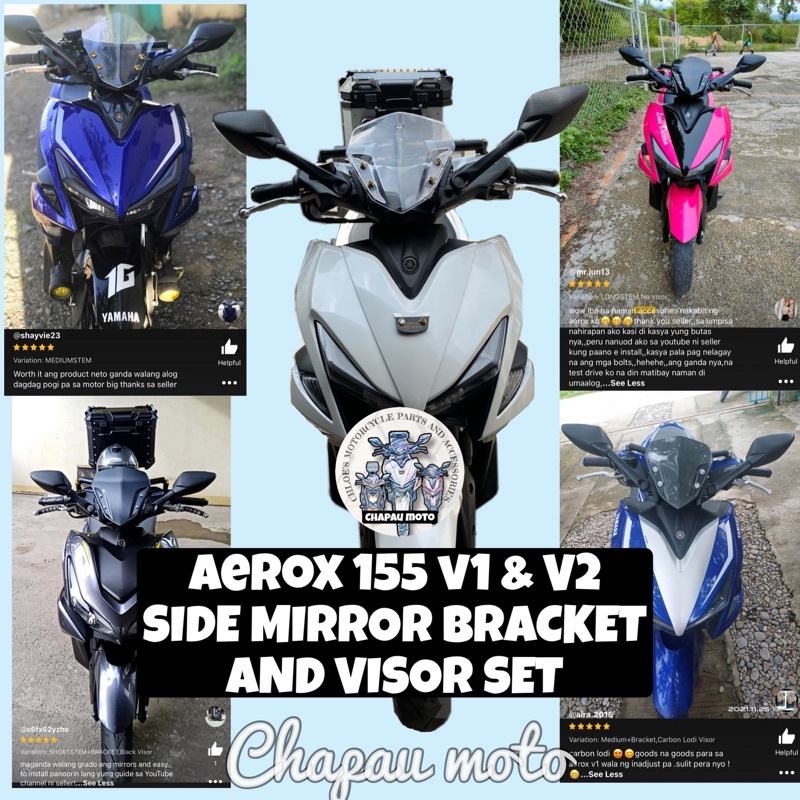 AEROX V1 & V2 Side Mirror Bracket with Visor set | Shopee Philippines