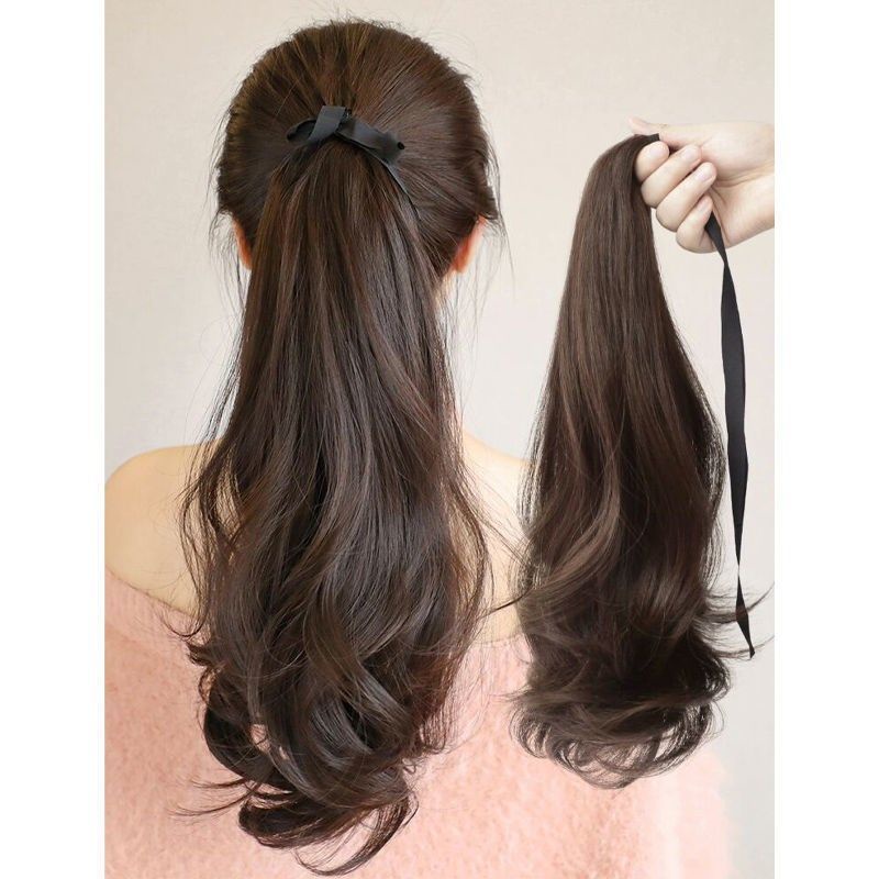 Wig Ponytail Female Strap Big Wave Long Hair Ponytail Braid Natural ...