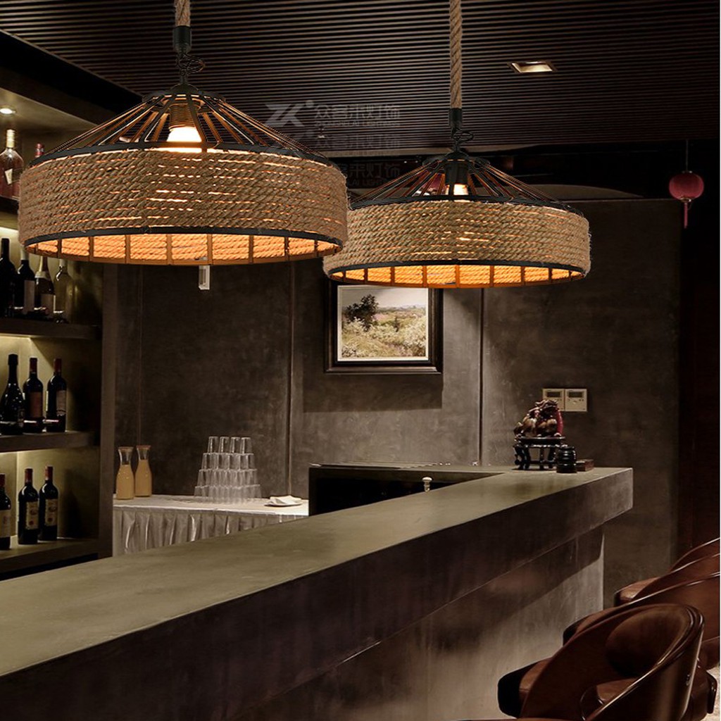Manila Rope Twined Chandelier Ceiling Pendant Lampshade Light Shade ...