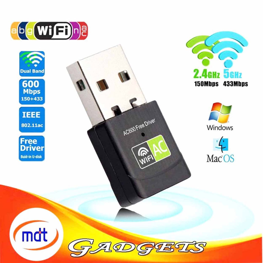 AC600 DRIVER FREE 600Mbps Wireless USB Wifi Adapter 2.4G 5GHz Dual Band ...