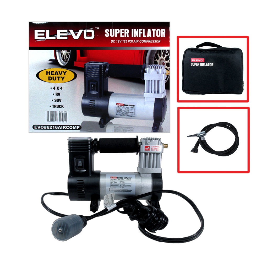 Elevo Air Compressor Super Inflator 125psi With Gauge Heavy Duty ...