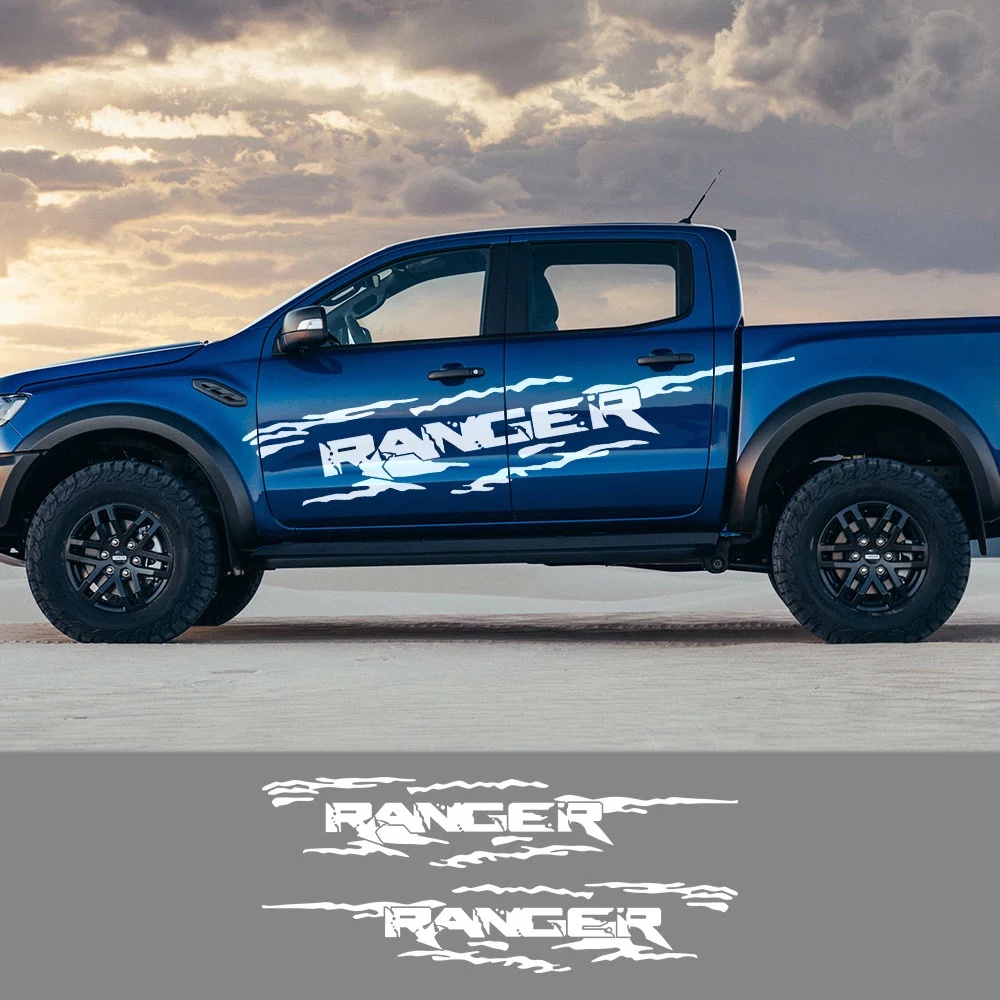 2PCS Large Size Carbon Fiber Vinyl Stickers For Ford Ranger Raptor ...