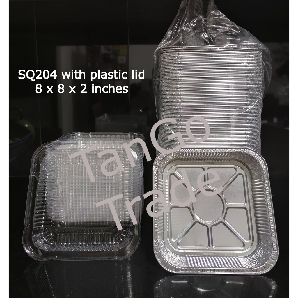 SQ204 (8x8x2) Aluminum Foil Tray with plastic lid -1350ml - (5pcs ...
