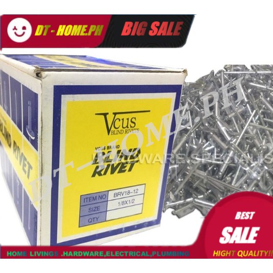 PER BOX--BLIND RIVETS/LOW PRICE 1/8x1/2, 1/8x3/4, 5/32x3/8, 5/321/2, 5 ...