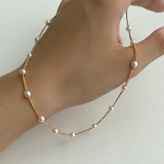 Adjustable Pearl Necklace Delicate Fashion Gold Choker Necklace ...