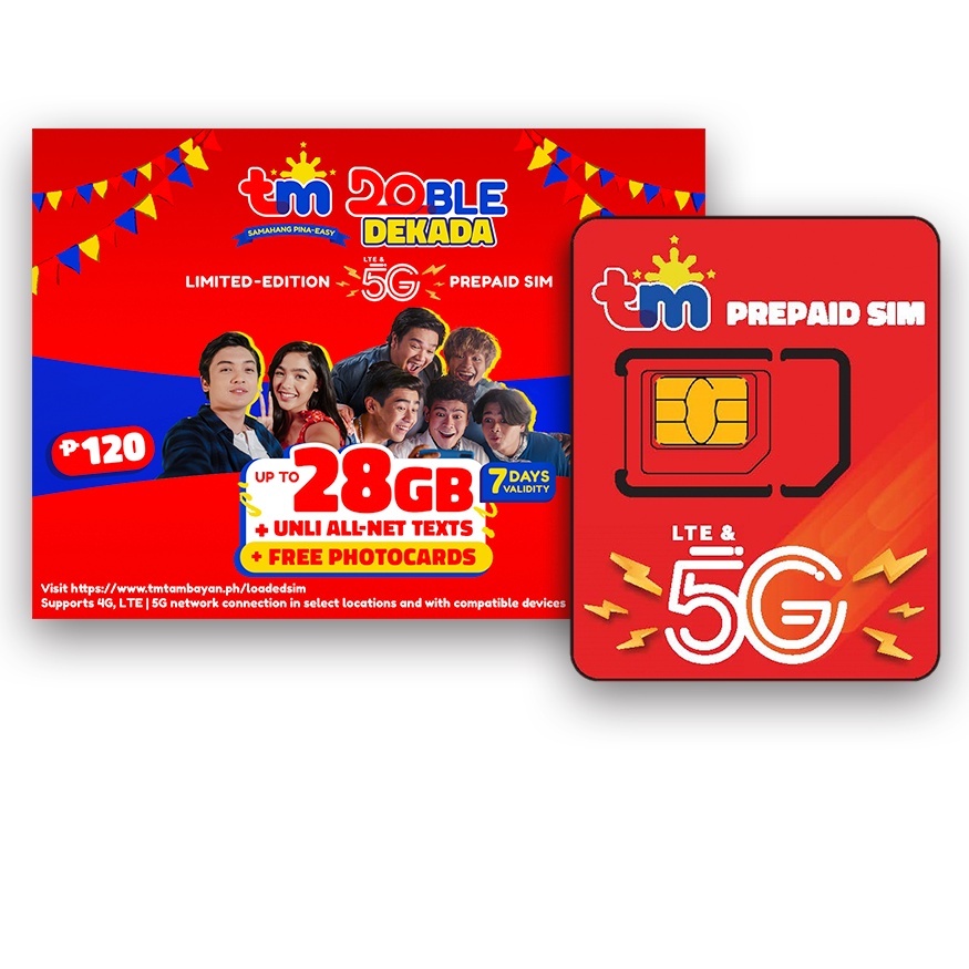 TM 5G SIM with up to 28GB + Seth/Andrea/TJ photocards | Shopee Philippines