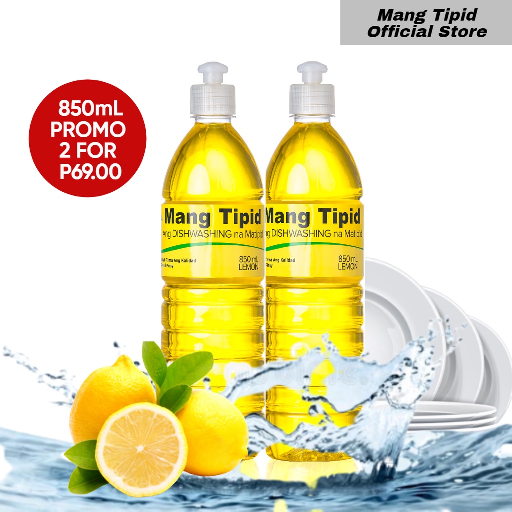 Buy 1 take 1 Mang Tipid Dishwashing Liquid 850mL - Lemon Promo Bundle | Shopee Philippines