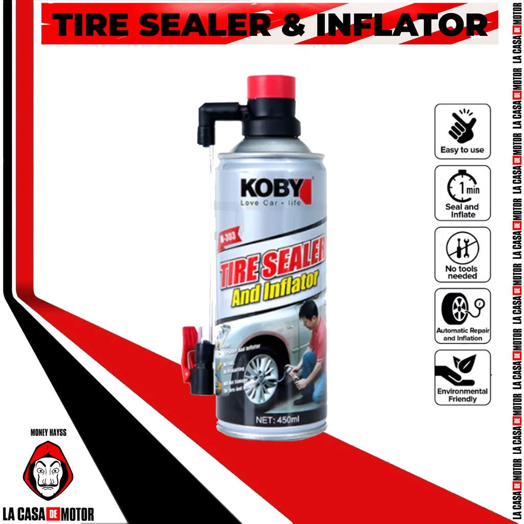 Koby Tire Sealer and Inflator 450ml | Shopee Philippines