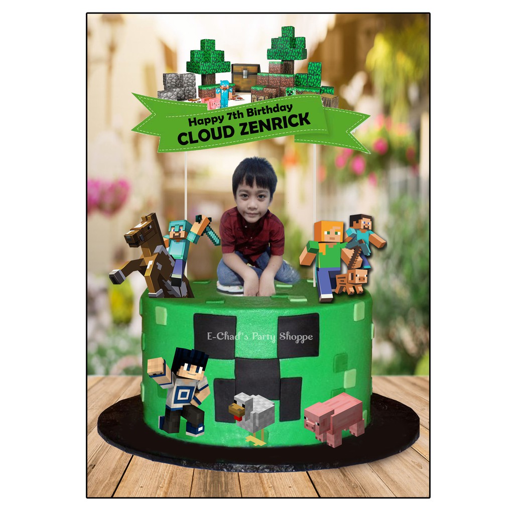 MINECRAFT Cake Topper Set Personalized | Shopee Philippines