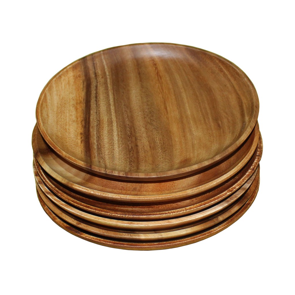 3 PCS Round Wooden Plate 1x10x10 inches | Shopee Philippines