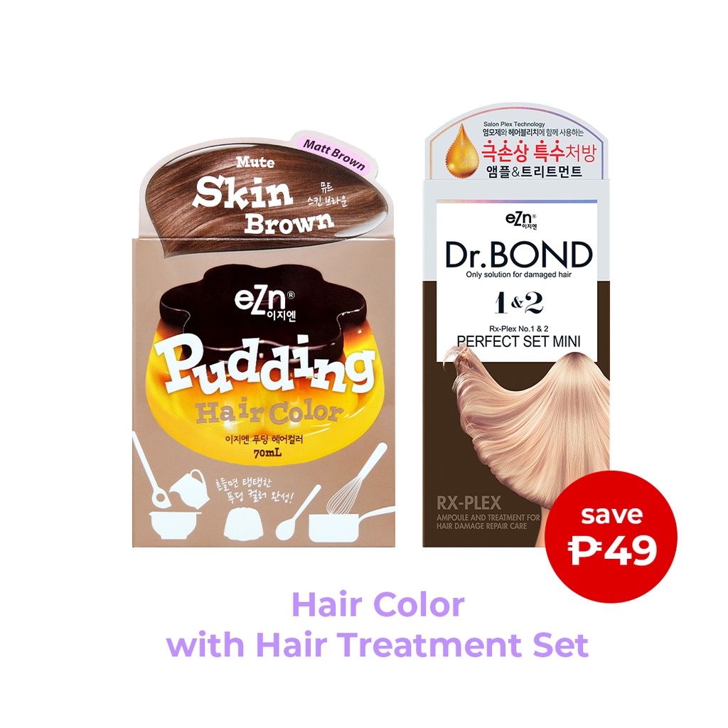 eZn Pudding Hair Color Mute Skin Brown with Hair Treatment Bundle Set ...
