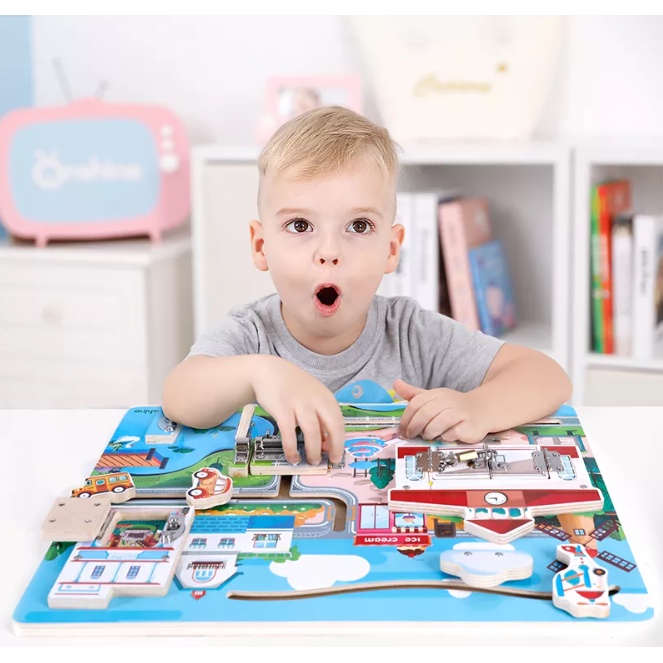 ONSHINE Educational Wooden Toys Unlock Game City Road Style Toy ...