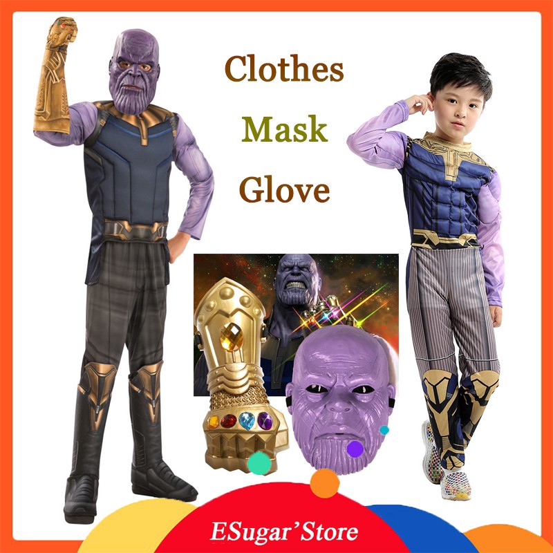 Avengers 4 Thanos Muscle Costume Cosplay Kids Endgame Boys Superhero ...