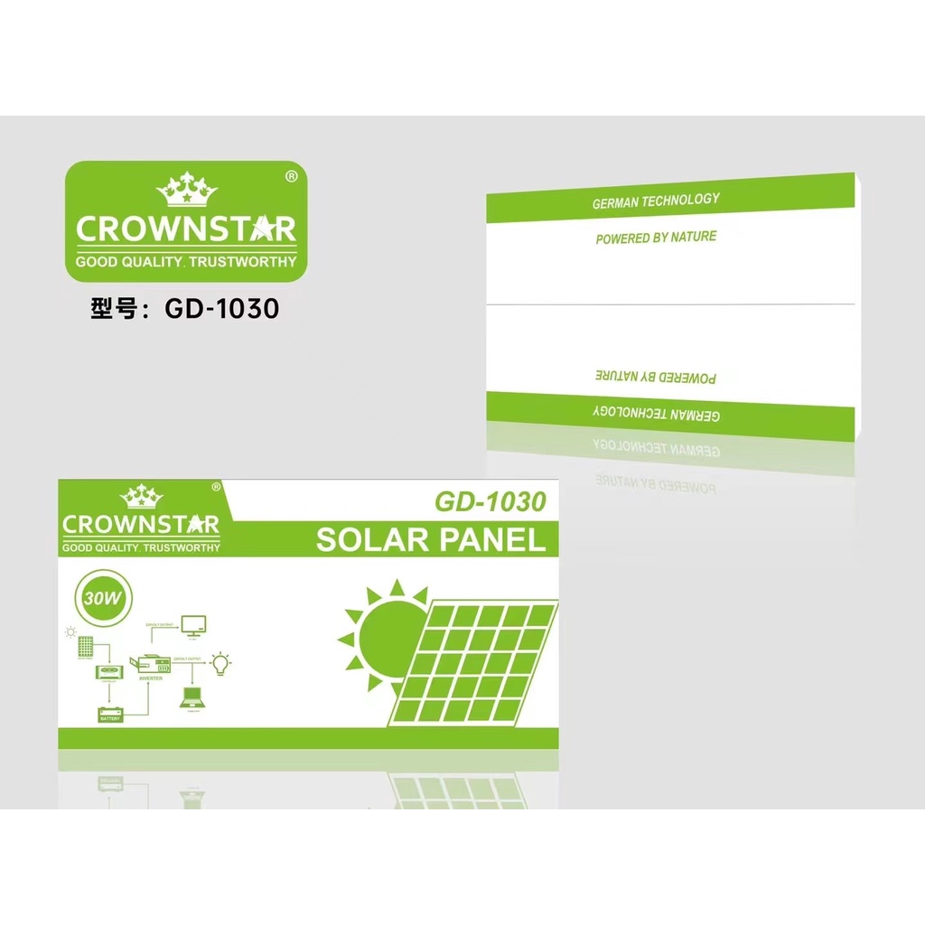 GDPLUS CROWNSTAR 30W Solar Panel 30 Watt 12/18 Volt Solar Module Solar ...