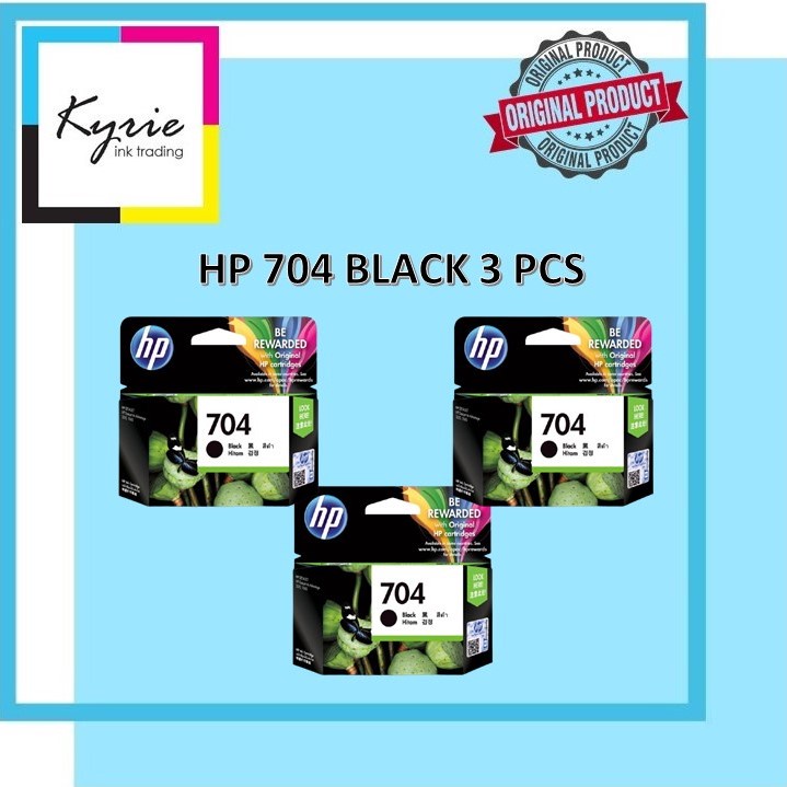 HP 704 HP704 Black Original Ink Advantage Cartridge Set of 3PCS ...
